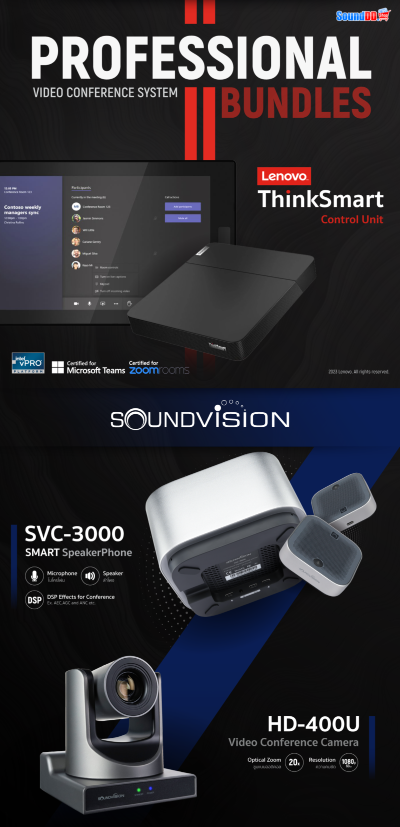 SOUNDVISION x LENOVO Set 1 ชุดวิดีโอคอนเฟอร์เรนซ์
